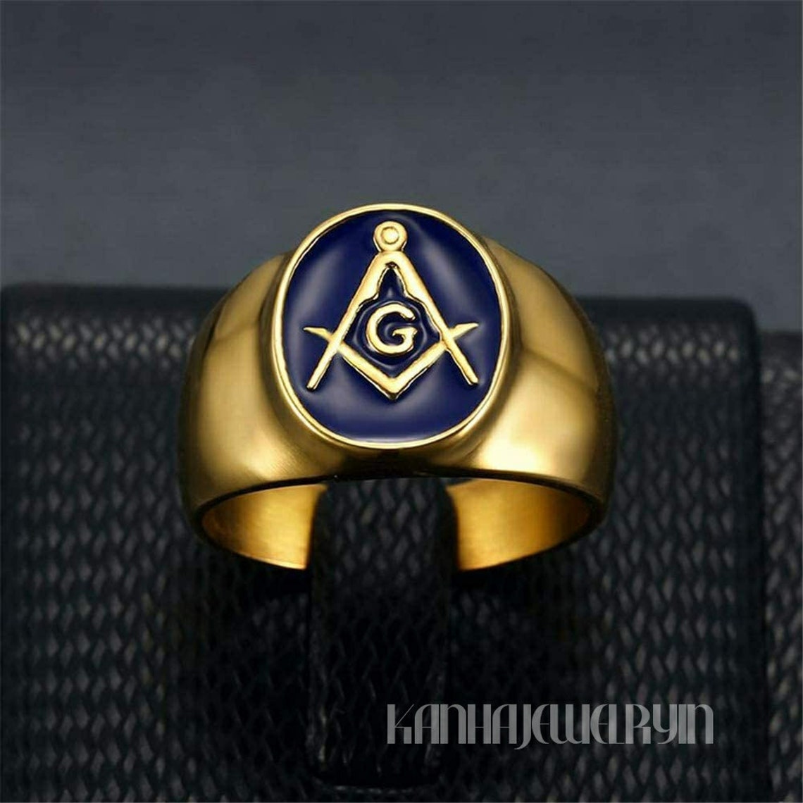 Master Mason Handmade Sterling Silver Men Enamel Ring - Etsy
