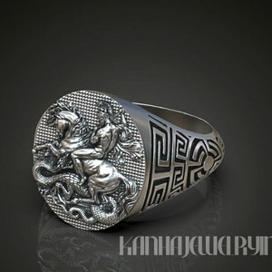 Silver Saint George Signet Ring Christian Jewelry Religious - Etsy