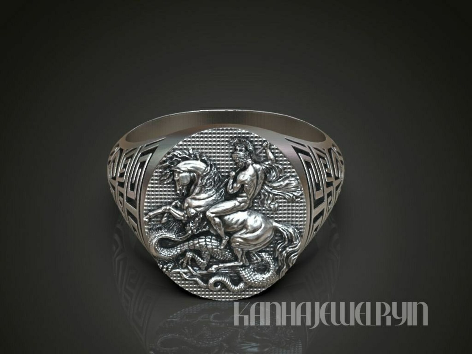 Silver Saint George Signet Ring Christian Jewelry Religious - Etsy