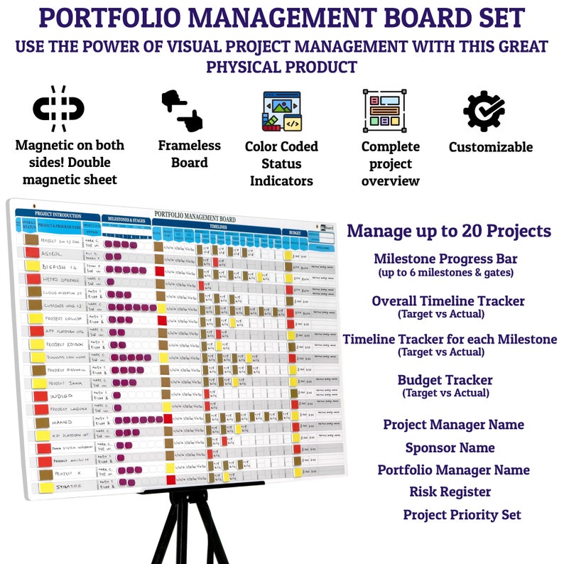 Magnetic Portfolio Management Board Set: Project Tracker With 660 ...