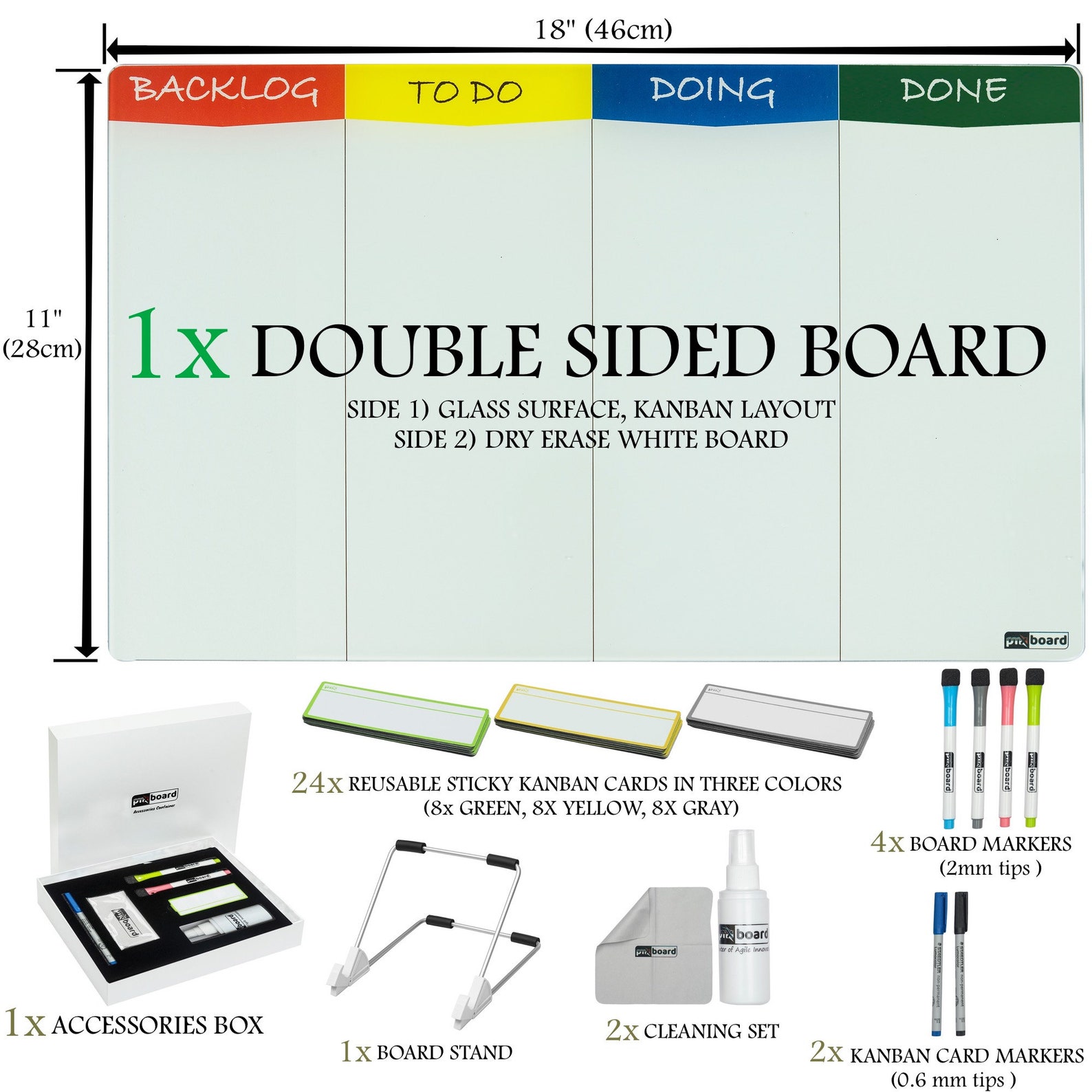 Double Sided Desktop Kanban Board and Desktop Whiteboard Full Toolset ...