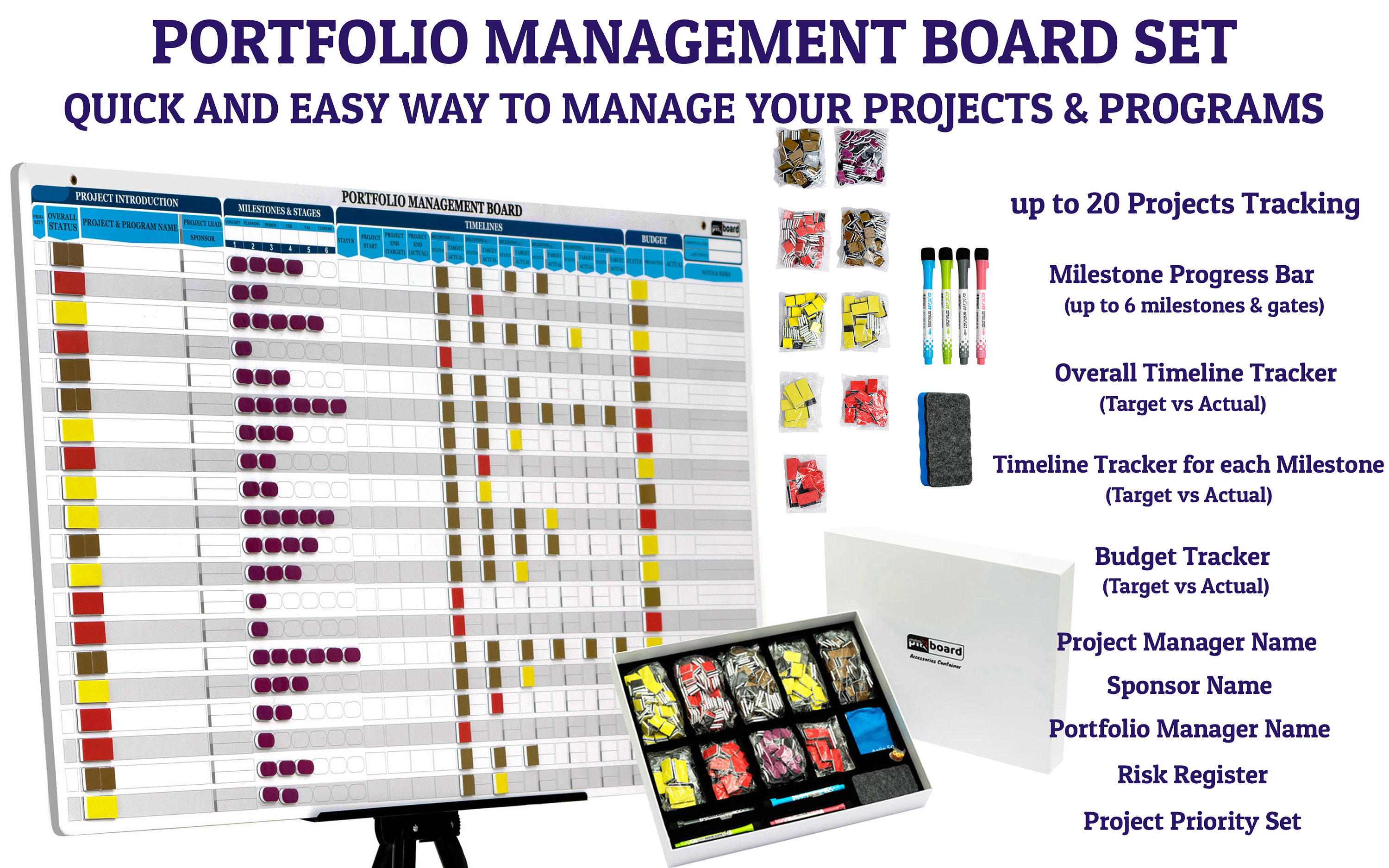 Portfolio Management Board, Full Magnetic Board Set With 660 Magnetic ...
