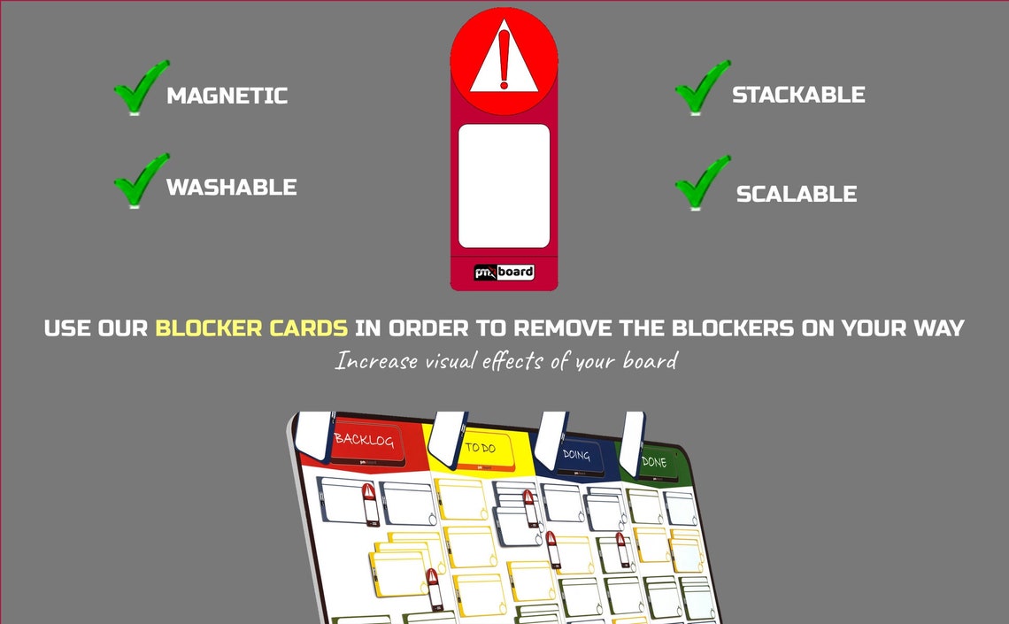 Blocker Cards for Kanban Board and Scrum Board. Magnetic Alert - Etsy