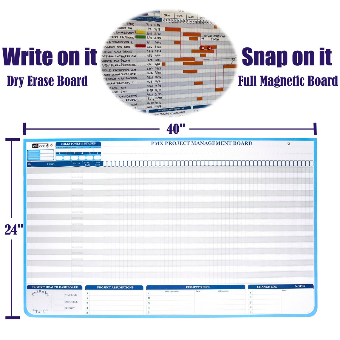 Ultimate Project Management Gantt Chart Whiteboard Kit | 668 Project ...