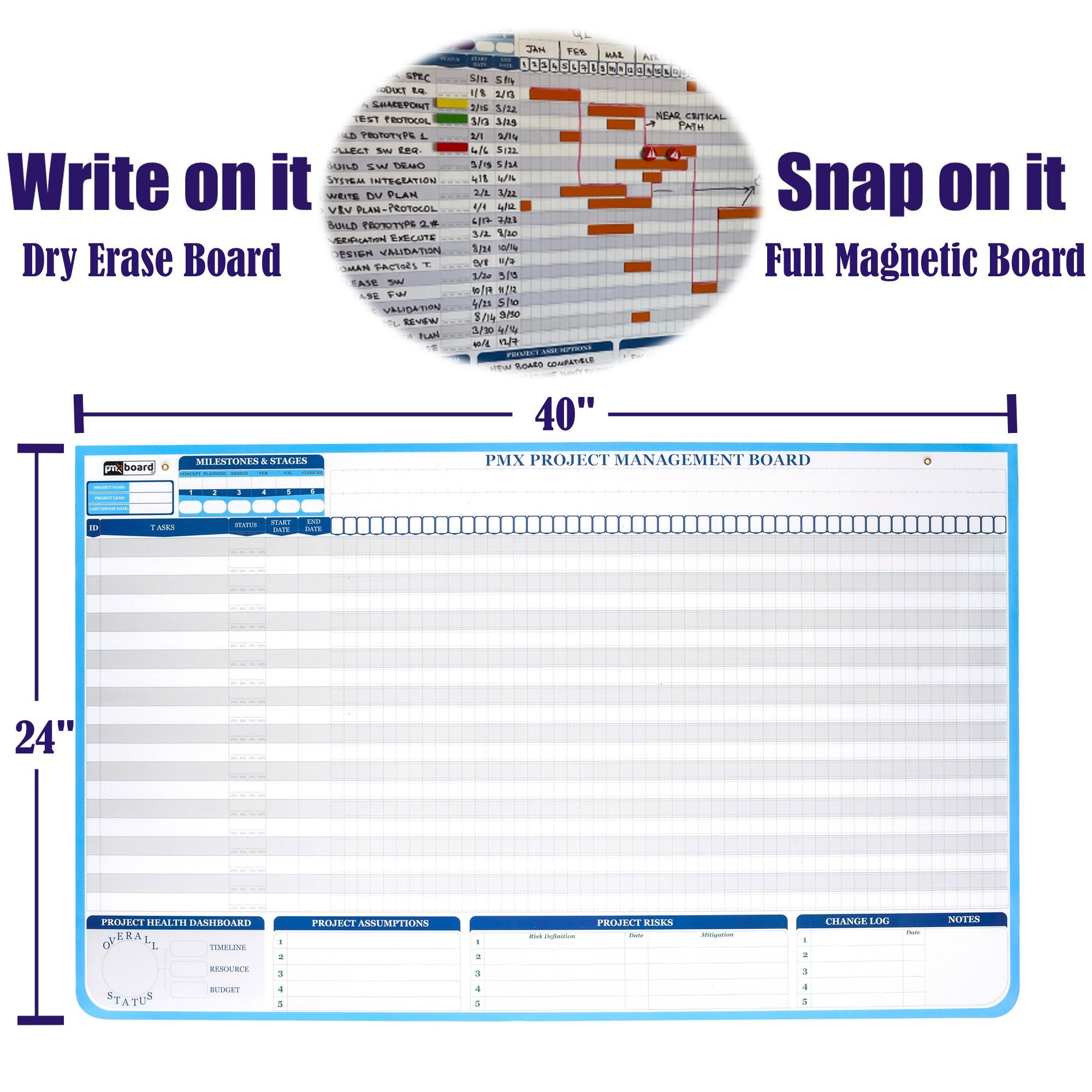Ultimate Project Management Gantt Chart Whiteboard Kit | 668 Project ...