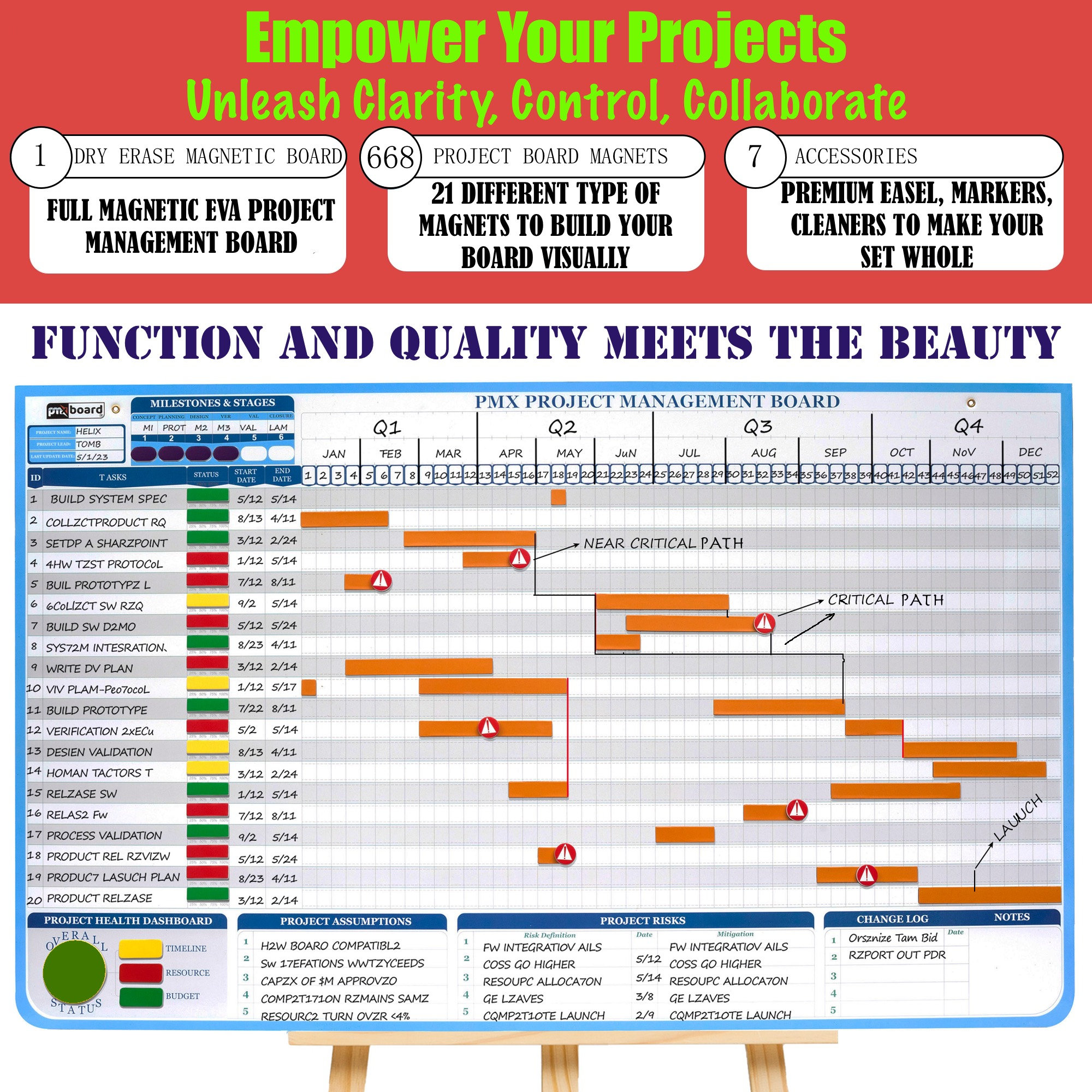 Ultimate Project Management Gantt Chart Whiteboard Kit | 668 Project ...