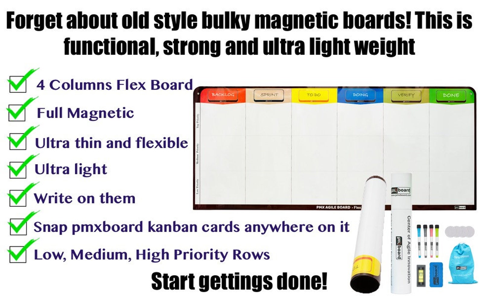 4-column Magnetic Kanban Whiteboard: Agile Scrum Board - Etsy