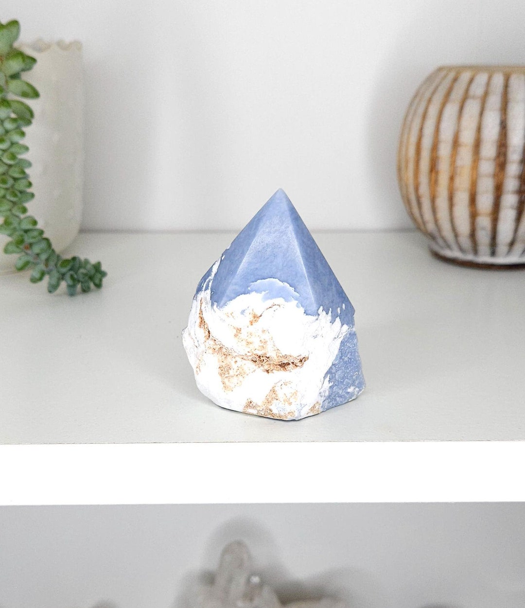 Angelite Cut Base Point, Raw Base With Polished Tip - Etsy