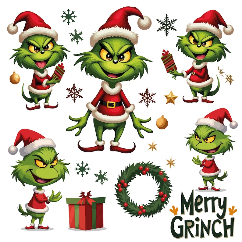 50 Grinch SVG PNG Bundle Unique Designs, Grinch Christmas Clipart Files ...