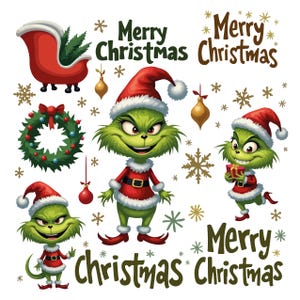 50 Grinch SVG PNG Bundle Unique Designs, Grinch Christmas Clipart Files ...
