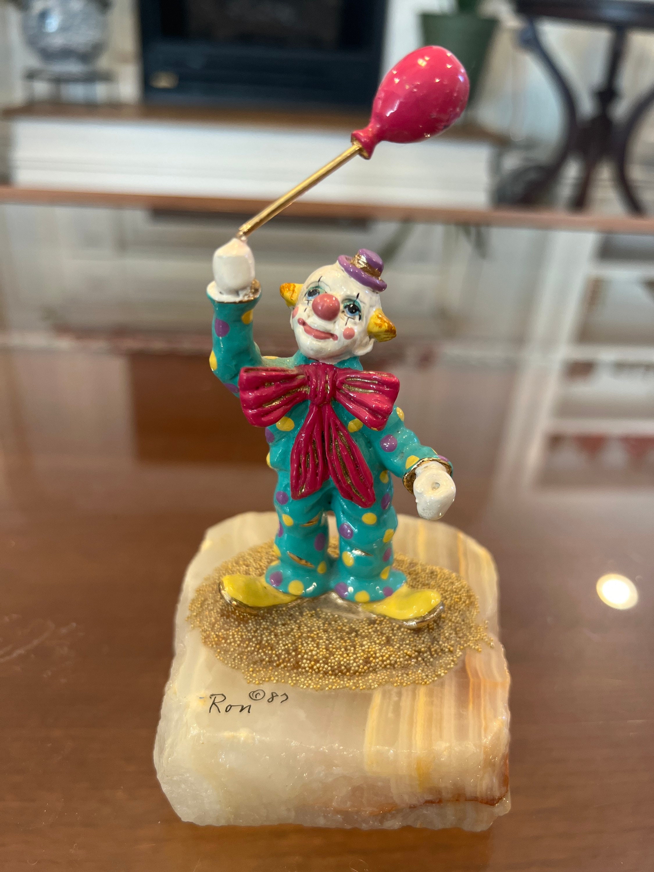 Signed Ron Lee Clown Figurine 1987 Clown W/balloon 24K Gold Plate Marble Base - Etsy
