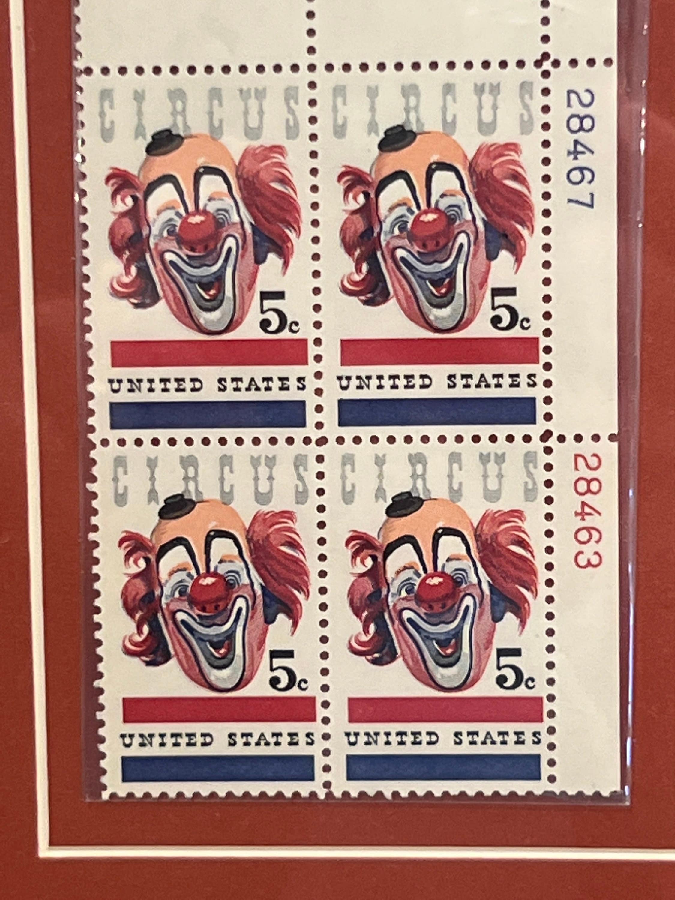 USA Postage Stamps 1966 American Circus Clown 5 Cent Framed Set of 4 - Etsy
