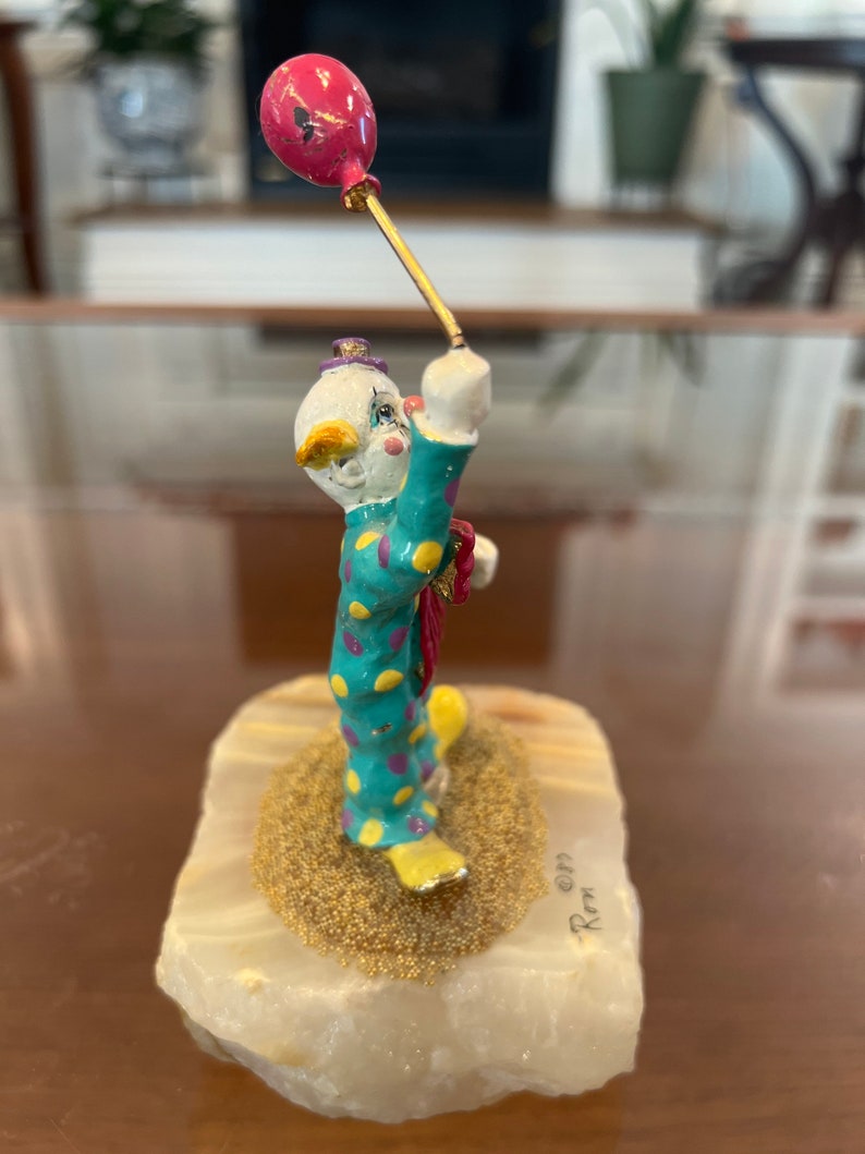 Signed Ron Lee Clown Figurine 1987 Clown W/balloon 24K Gold Plate ...
