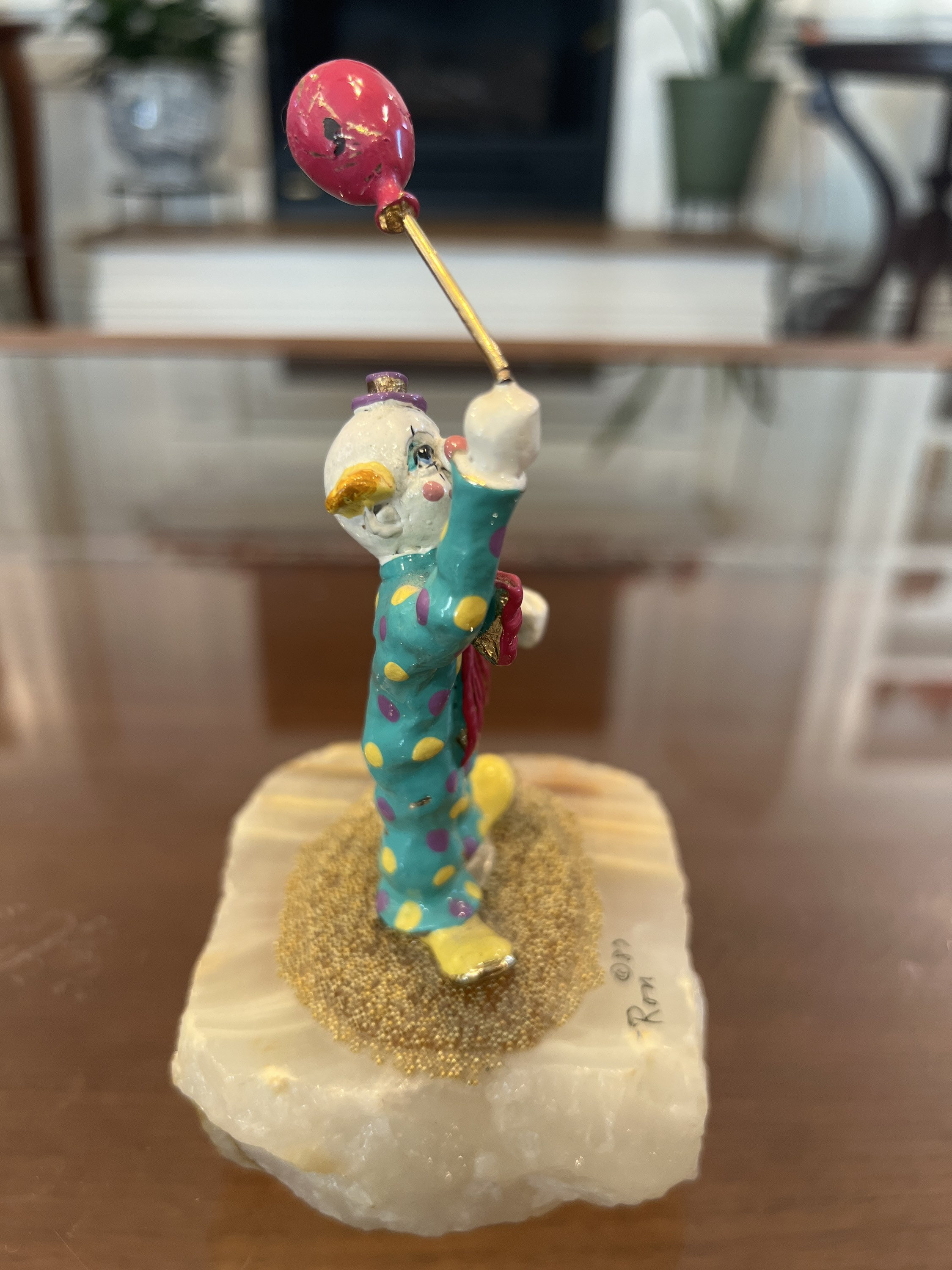 Signed Ron Lee Clown Figurine 1987 Clown W/balloon 24K Gold Plate ...