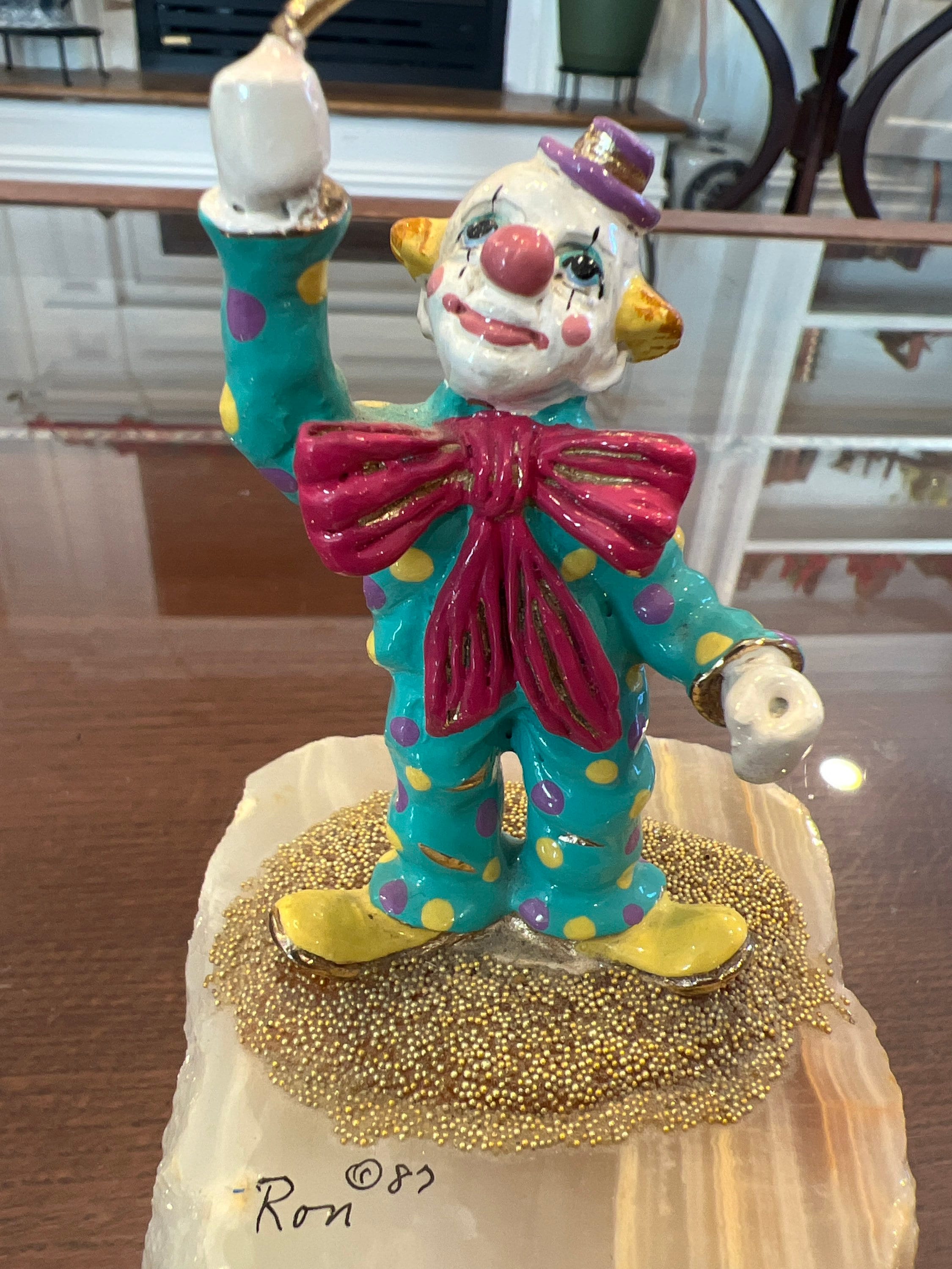 Signed Ron Lee Clown Figurine 1987 Clown W/balloon 24K Gold Plate ...