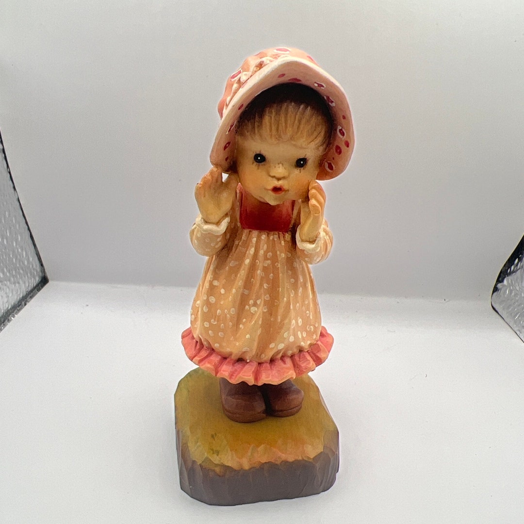 Signed Anri + Design Valentine Italy Woodcarving Whistling Young Girl ...