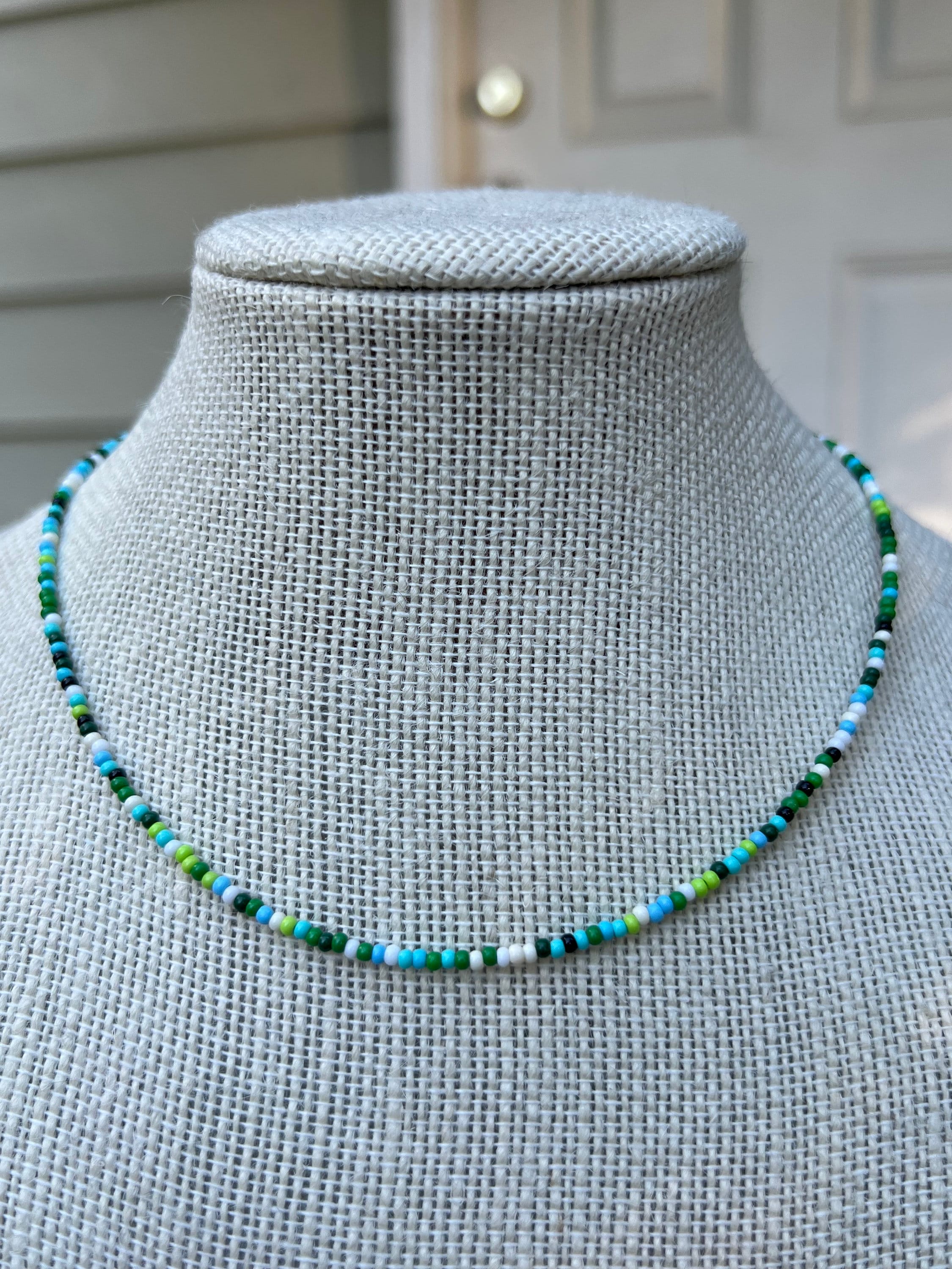 Forest Green Beaded Necklace | Handmade - Etsy
