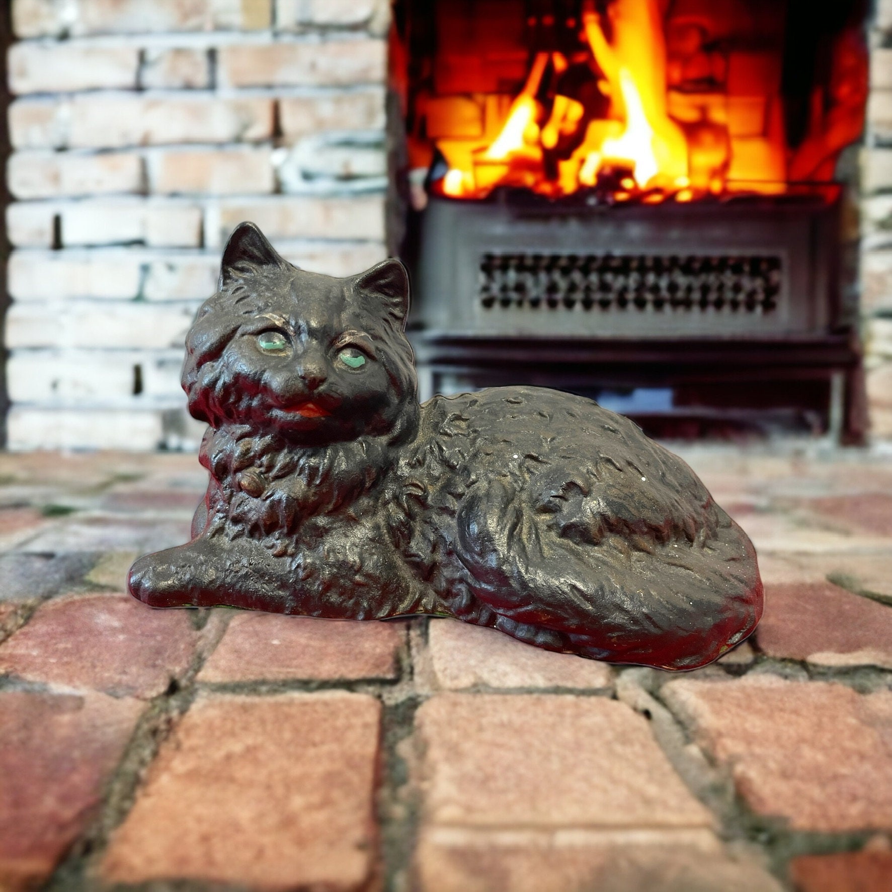 Vintage Black Cat Cast Iron Door Stop - Etsy