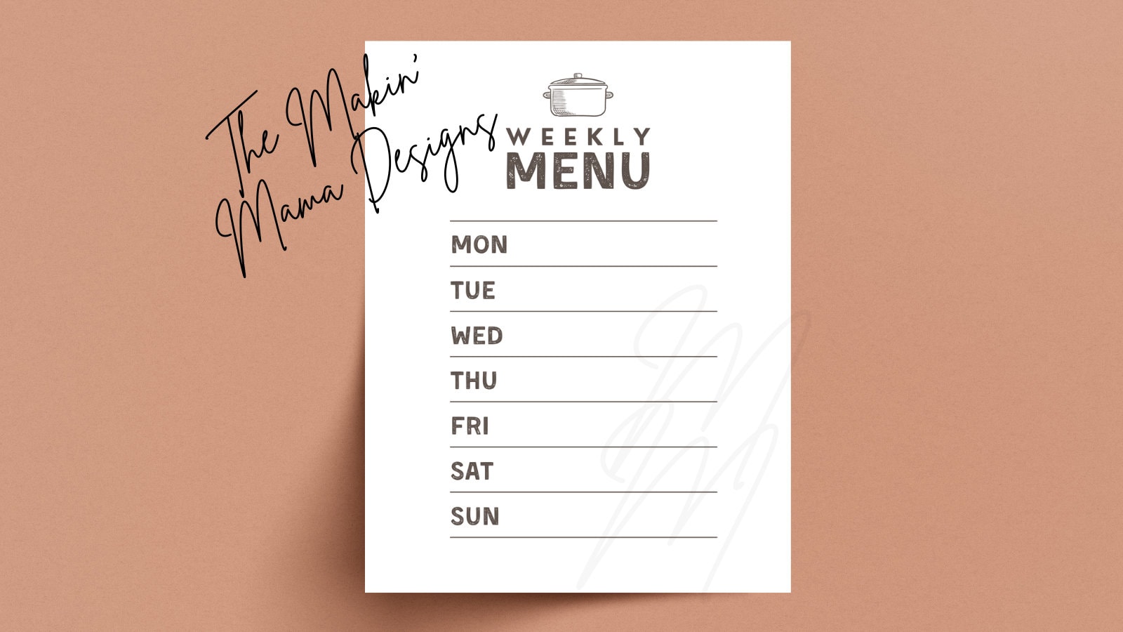 Printable Weekly Menu With Shopping List - Etsy