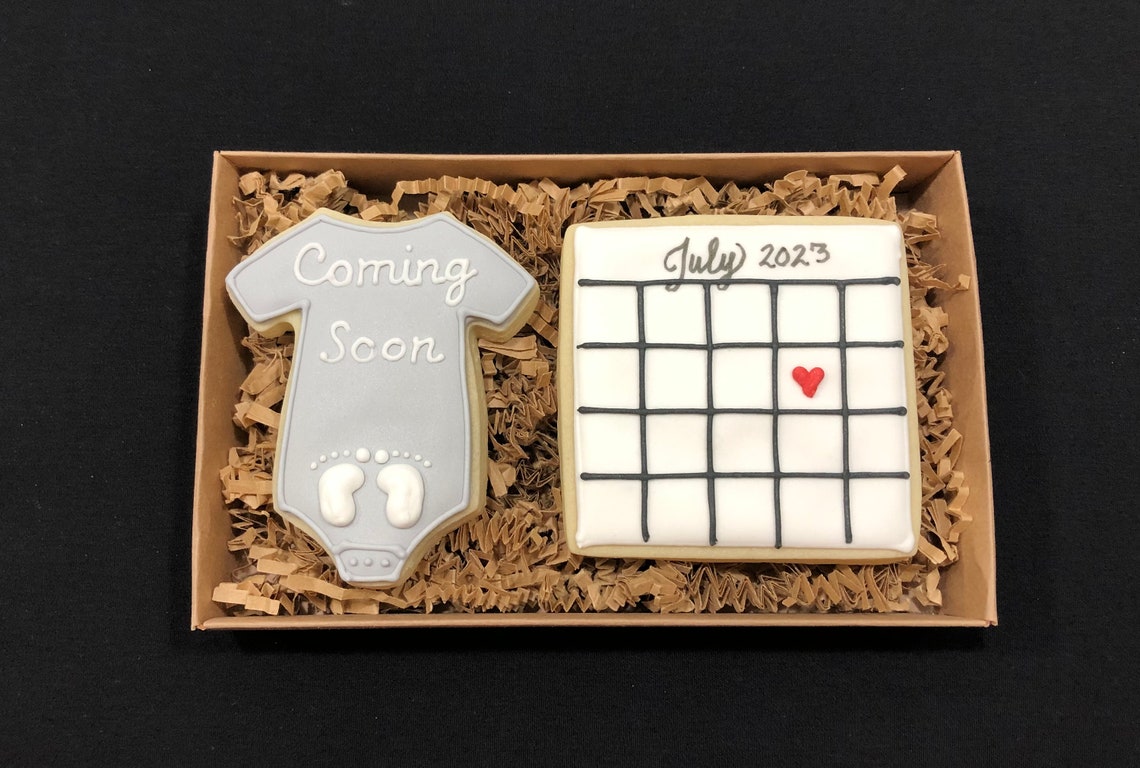 Baby Announcement Cookie Gift Set 2 Cookies Item SHIPS in - Etsy