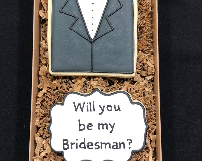 Bridesman Proposal Cookie Gift Set 2 Cookies Item SHIPS in 3-5 Business ...