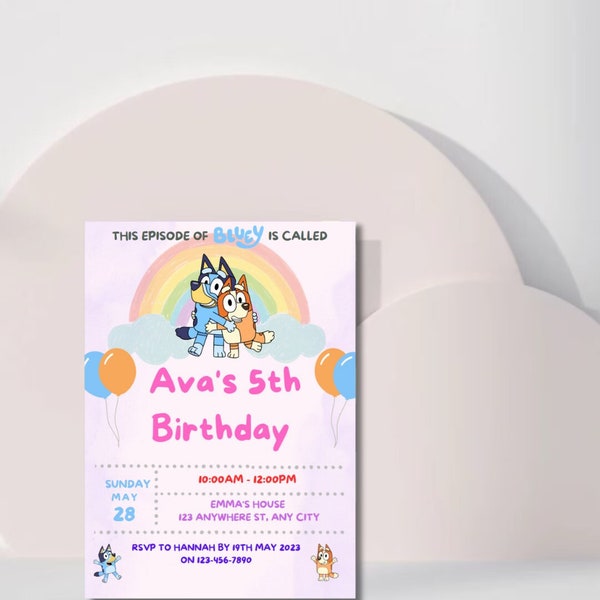 Bluey Rainbow Invitation - Etsy