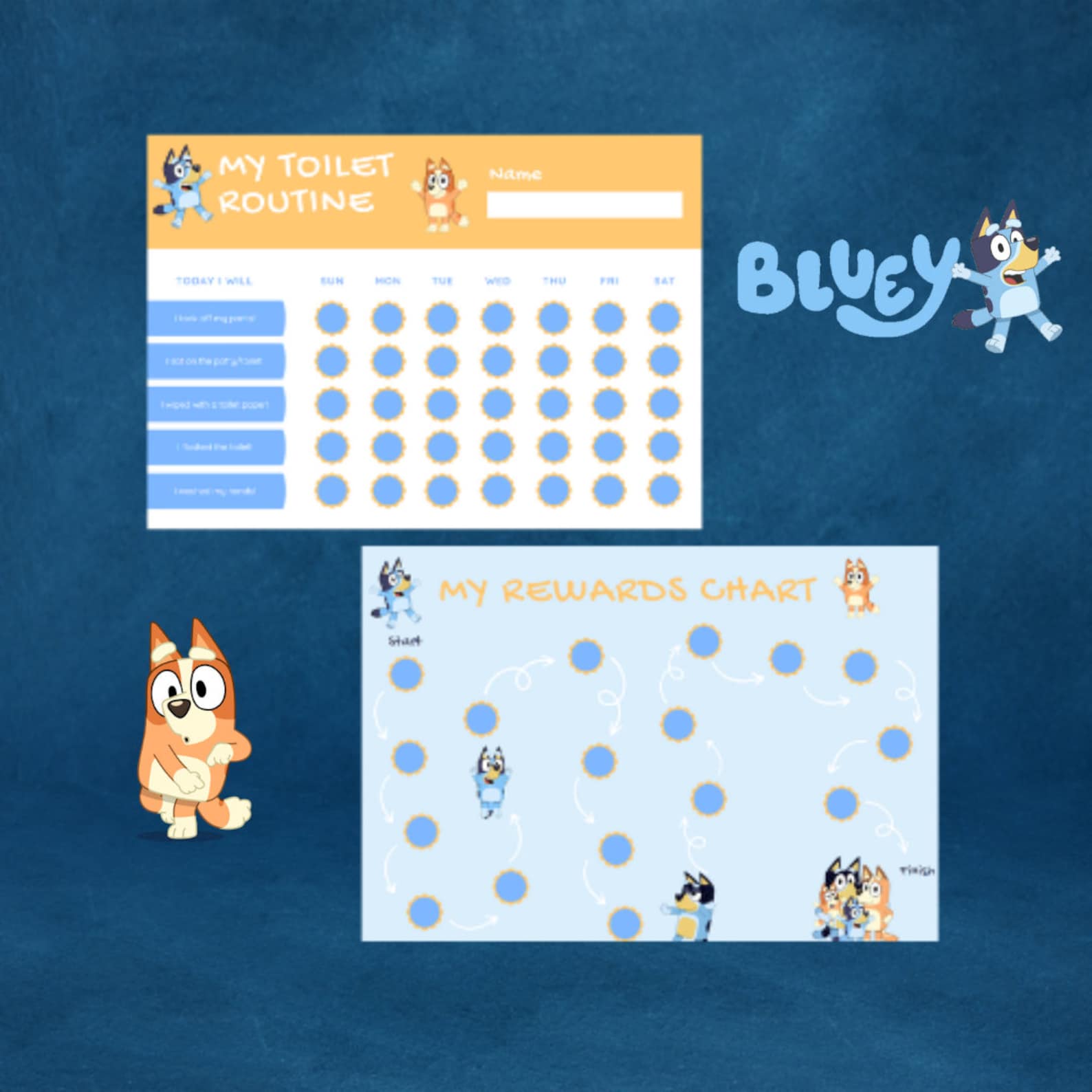 Bluey Potty Toilet Chart Printable Training Prize Sticker - Etsy Australia