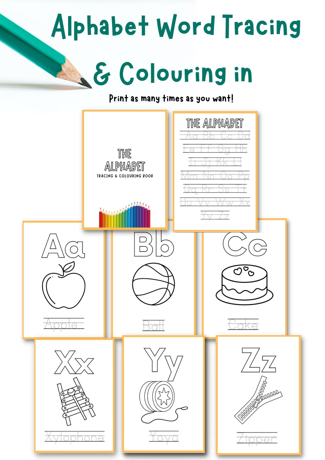 Alphabet Name Tracing Colouring In 28 Page Activity - Etsy Australia