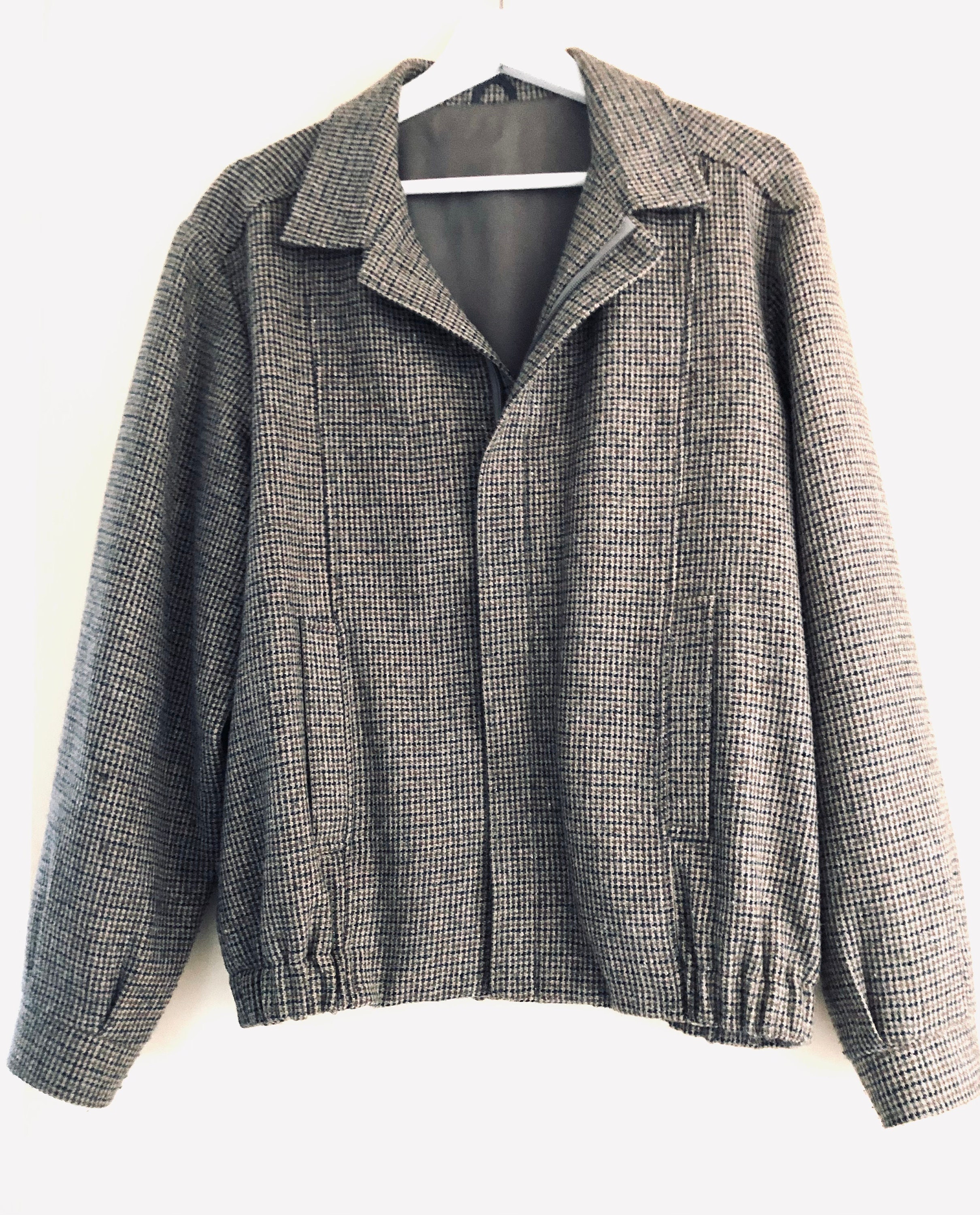 1980s Vintage Wool Tweed Jacket 80s Vintage Tweed Bomber - Etsy