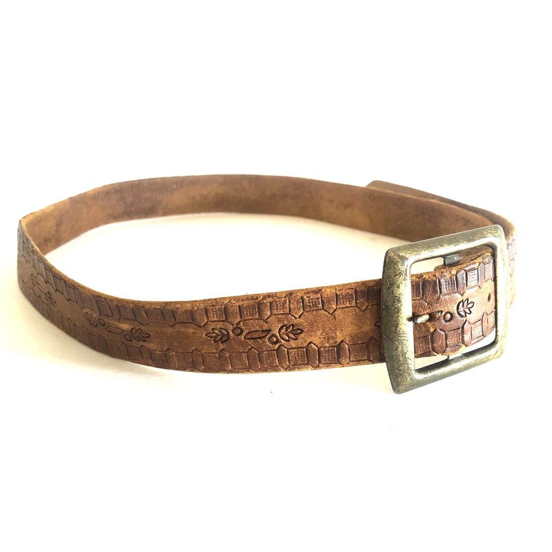 1970s Vintage Hand Tooled Leather Belt Western-style Vintage - Etsy