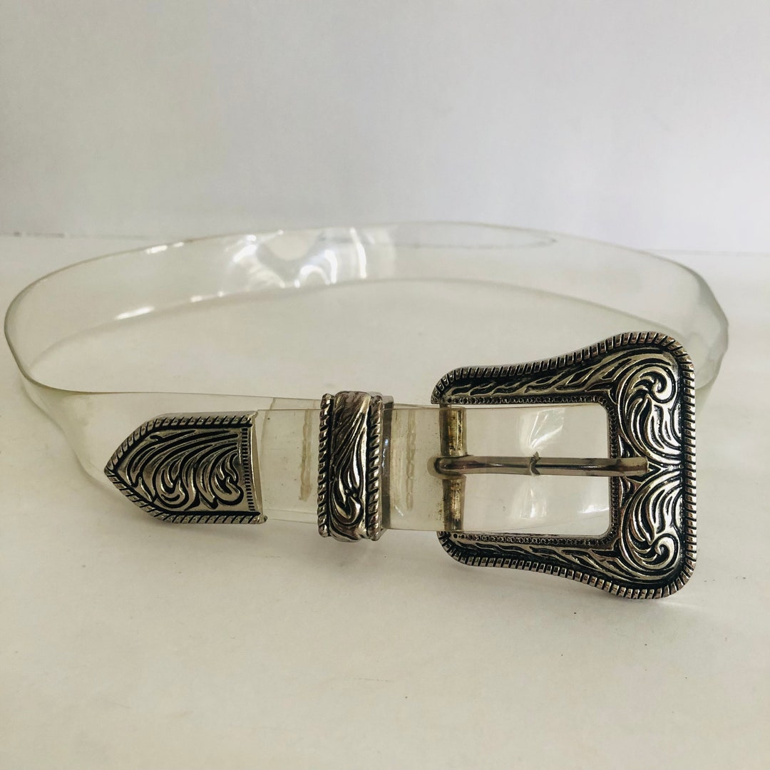 1980s Vintage Clear Plastic Statement Belt With Silver Frame Buckle ...