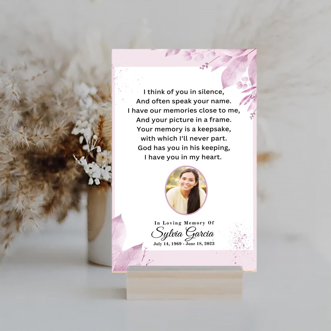 Memorial Plaque With Photo, in Loving Memory Gift, Remembrance Gift ...