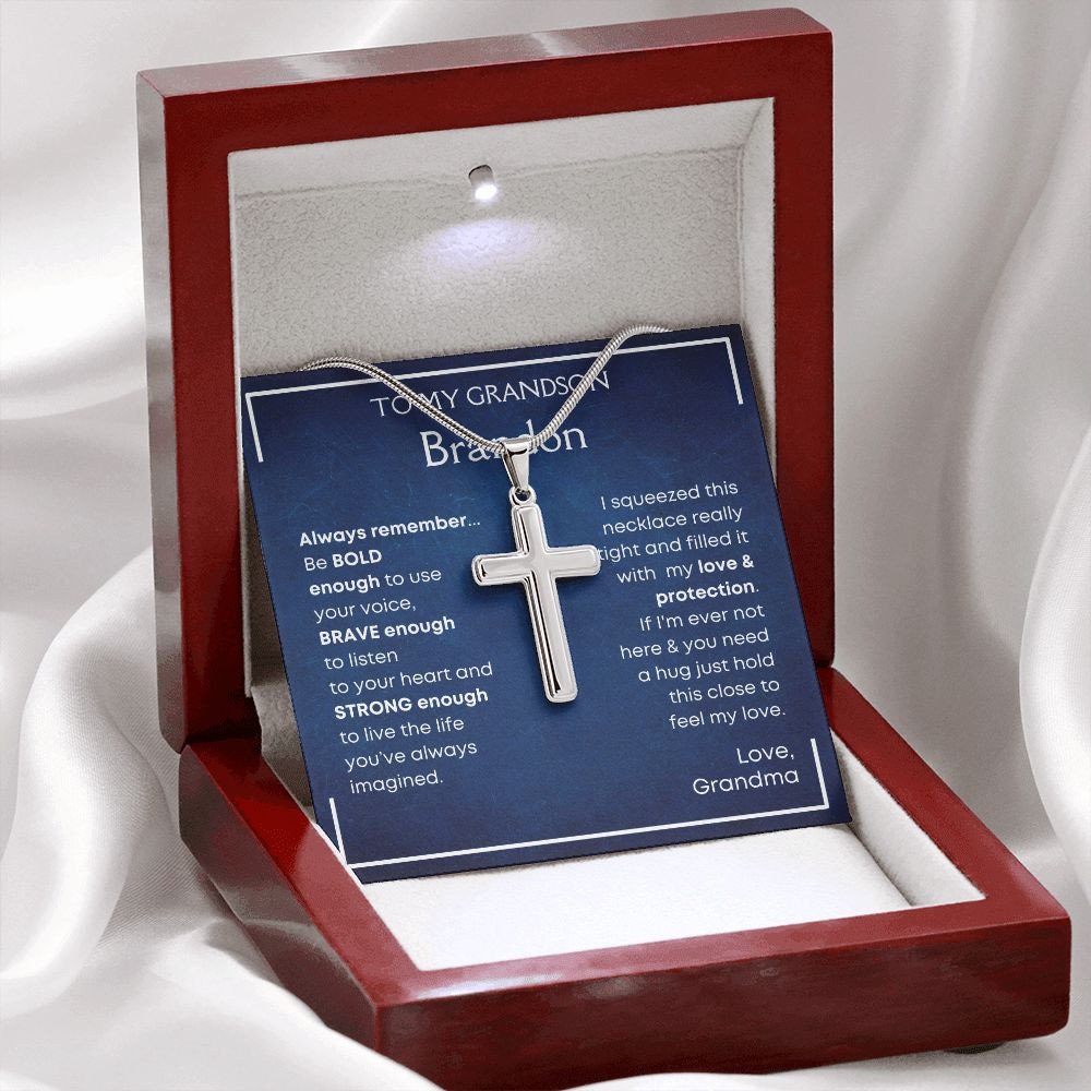 Grandson Gifts Cross for Grandson Necklace Grandson - Etsy