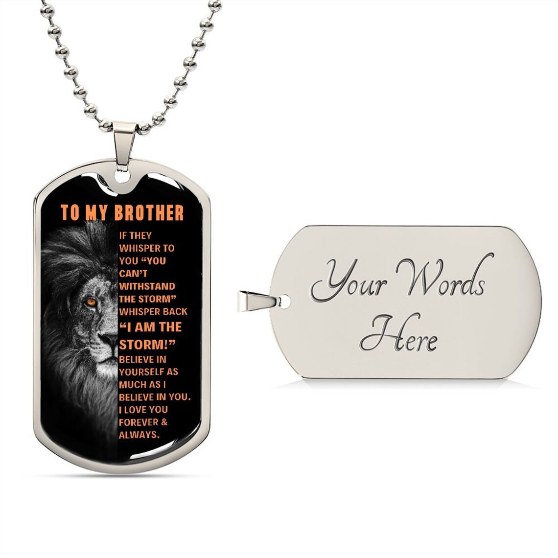 To My Brother Dog Tag Necklace, Brother Birthday Gift From Brother ...