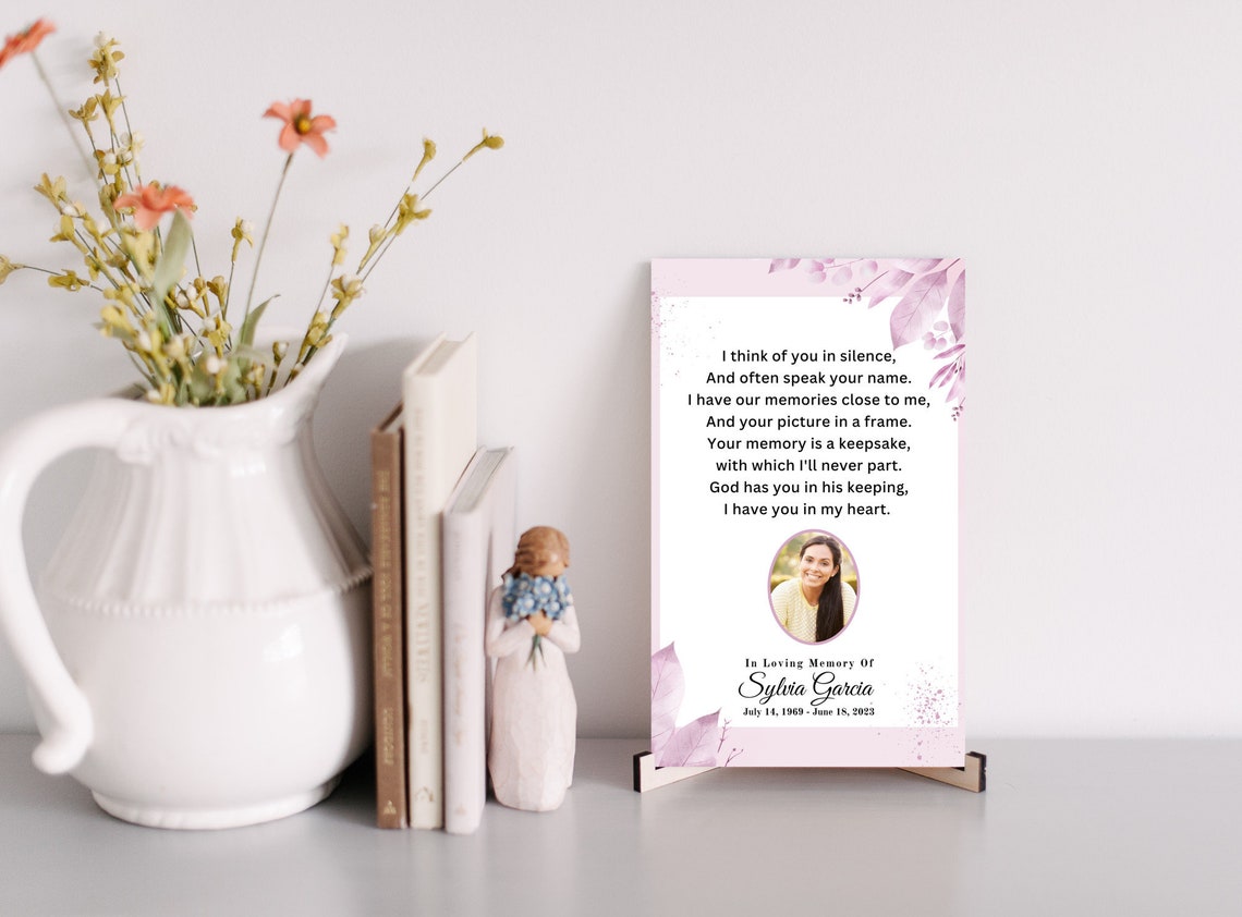 Memorial Plaque With Photo, in Loving Memory Gift, Remembrance Gift ...