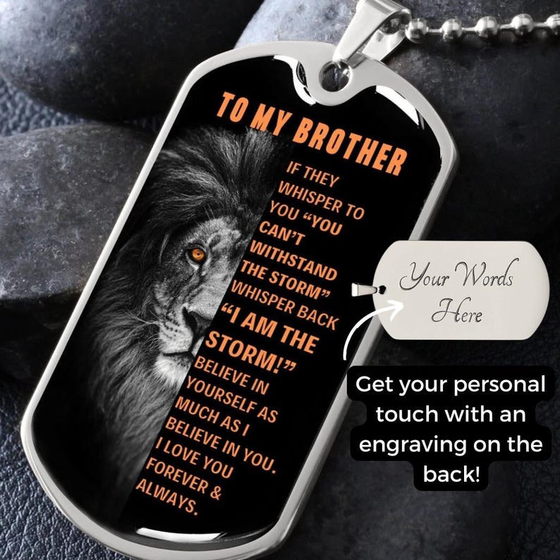 To My Brother Dog Tag Necklace, Brother Birthday Gift From Brother ...