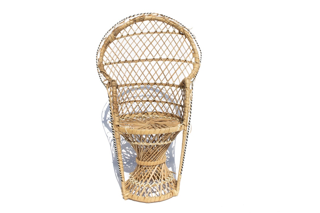 Wicker Peacock Chair, Plant Stand, Small Peacock Chair, Boho Chair ...