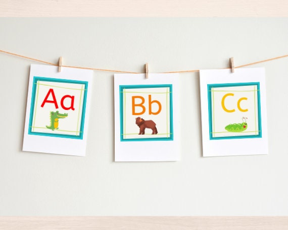Rainbow Animal Alphabet Posters Educational Wall Art - Etsy
