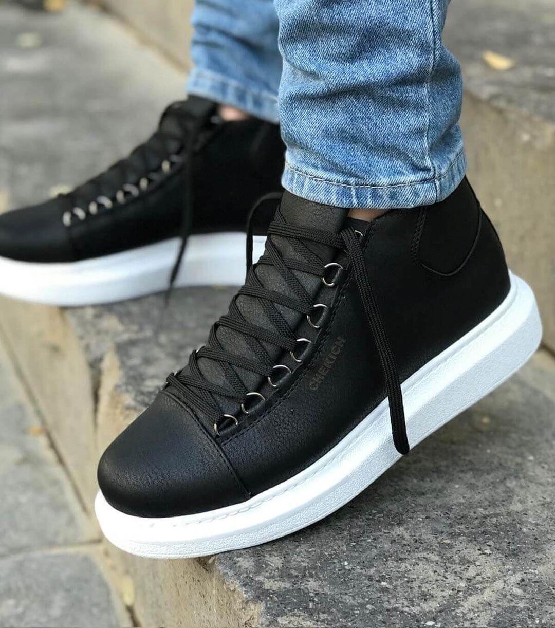Unisex Eco Leather High Top Sneakers | Casual Comfortable Boots - Etsy
