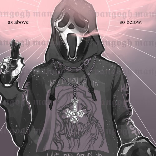 SCREAM Ghostface pink Smoke Art Print DBD Kawaii | Etsy