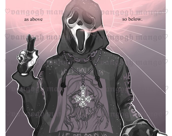 SCREAM Ghostface pink Smoke Art Print, DBD Kawaii Creepy Cute Horror ...