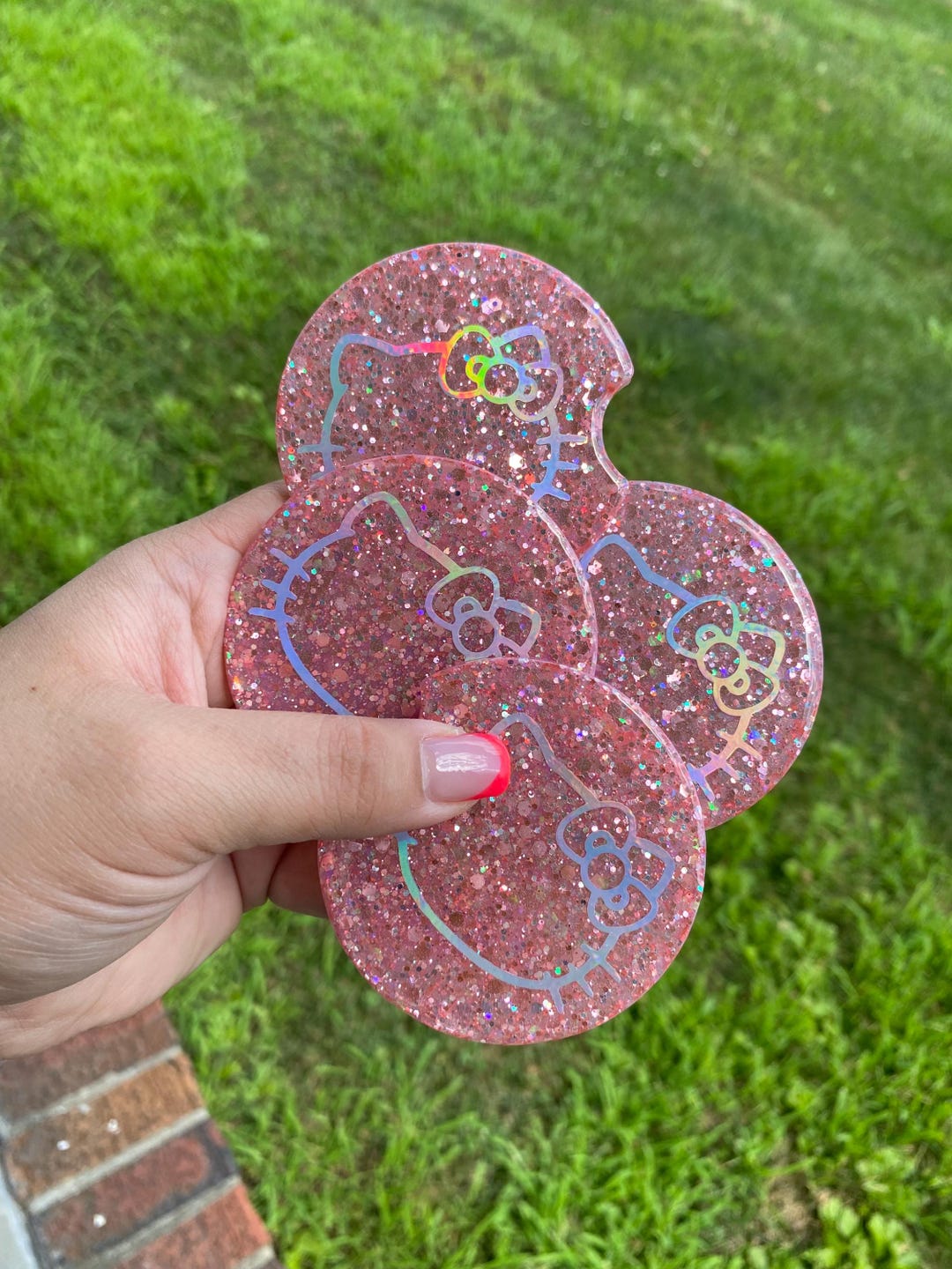 Resin Handmade Kawaii Kitty Car Coasters, Set of Two - Etsy