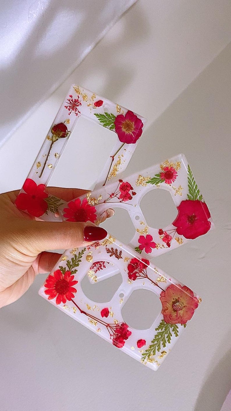 Home Decor, Handmade Wall Plates, Floral Switch Plate Cover, Handmade ...