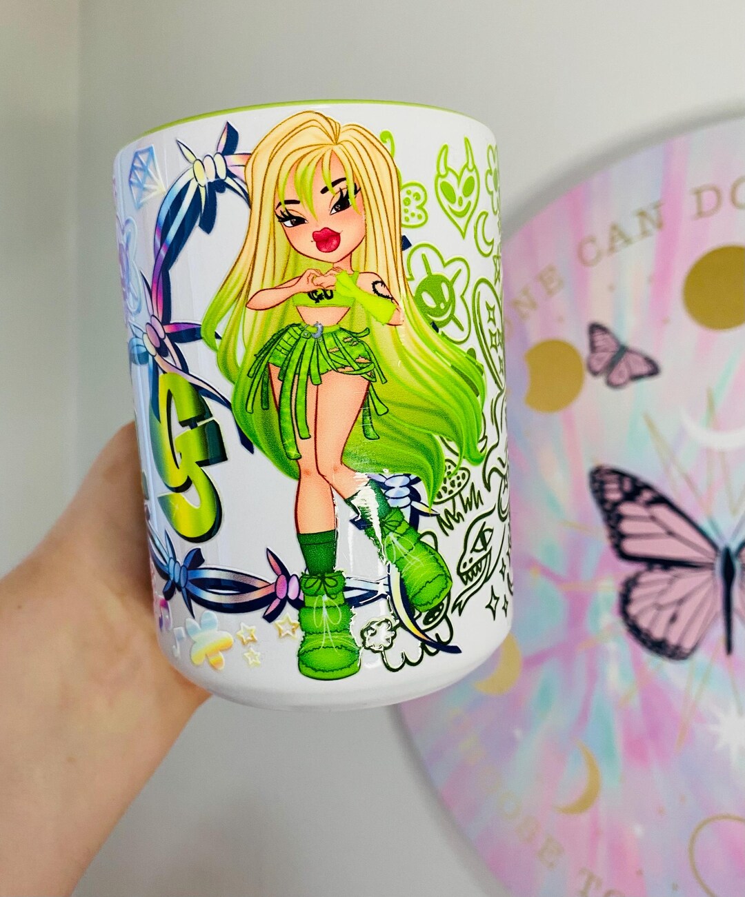 Karol G Feid HK Theme Green Handle Mug 15 Oz - Etsy