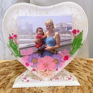 Resin Heart Shaped Photo Frame With Flowers - Etsy