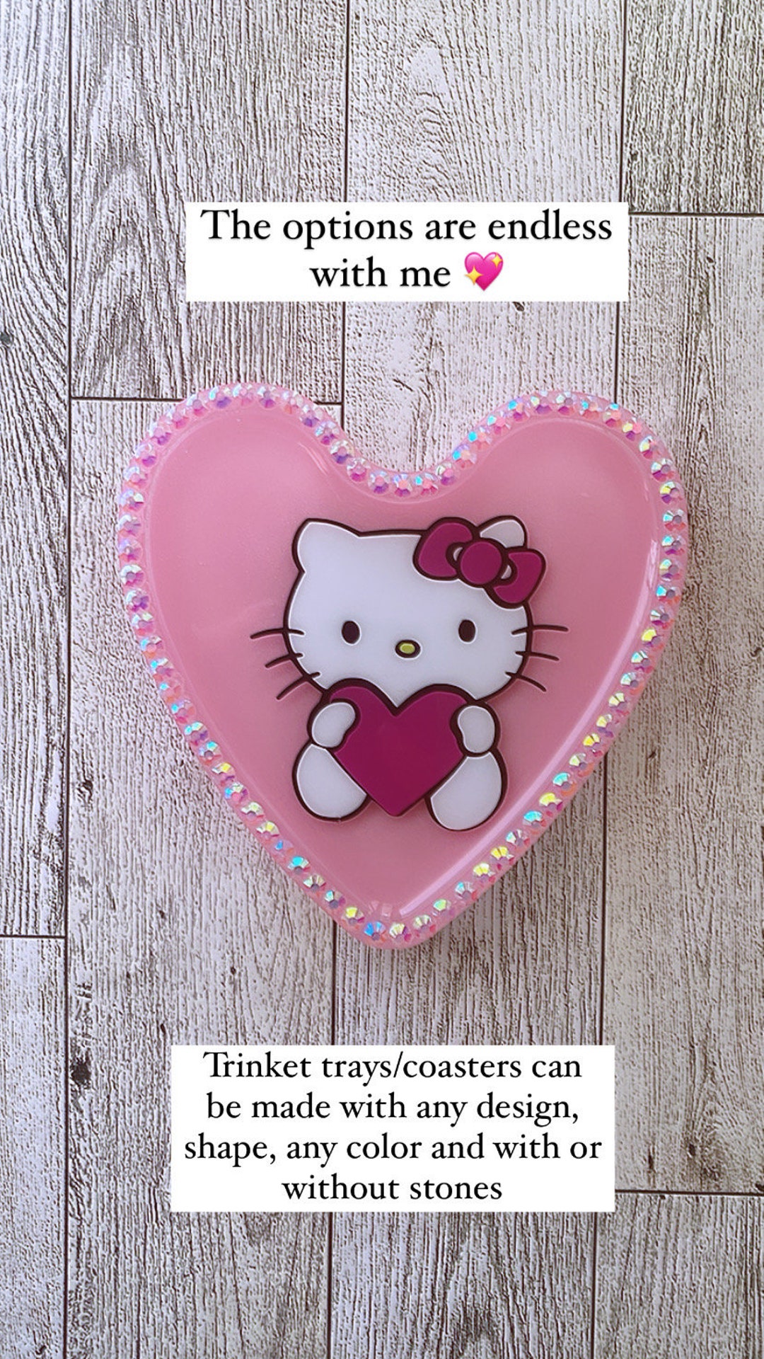 Handmade Heart Shaped Hello Kitty Inspired Resin Trinket Tray With ...