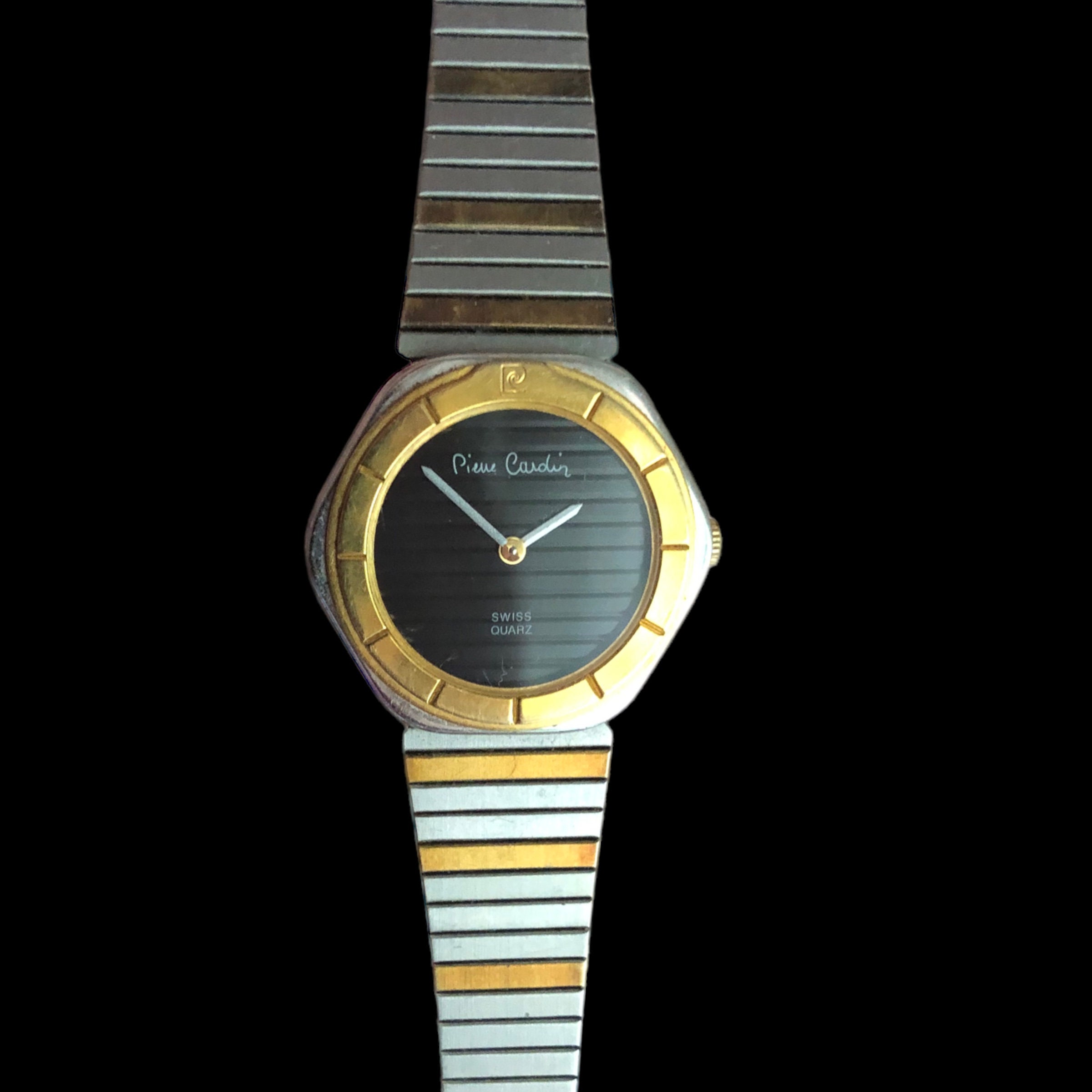 PIERRE CARDIN SWISS Silver Gold Two Tone Chromachron Women's Watch Very ...