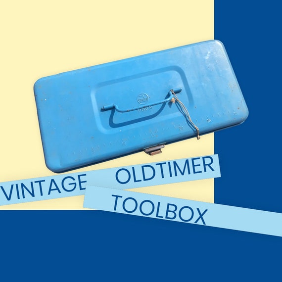 Vintage SCHULZE Oldtimer Blue Metal Tool Box Case Storage - Etsy