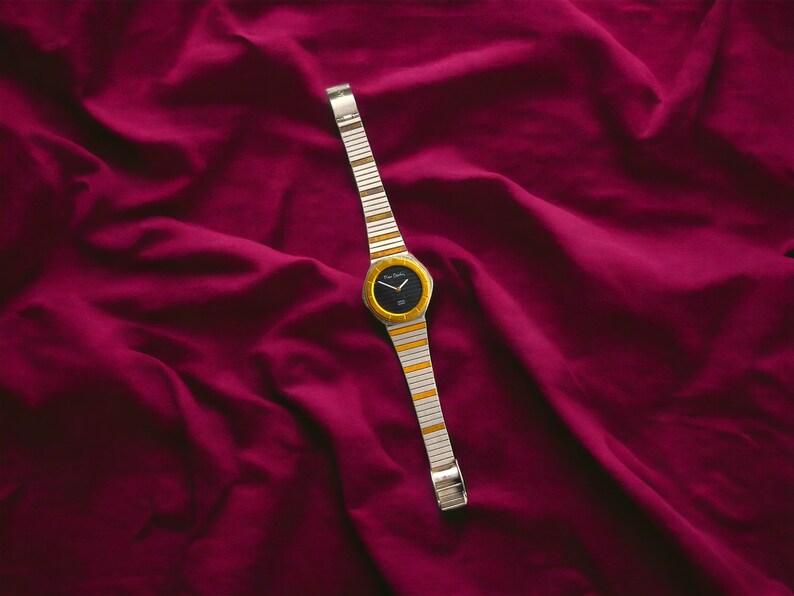 PIERRE CARDIN SWISS Silver Gold Two Tone Chromachron Women's Watch Very ...