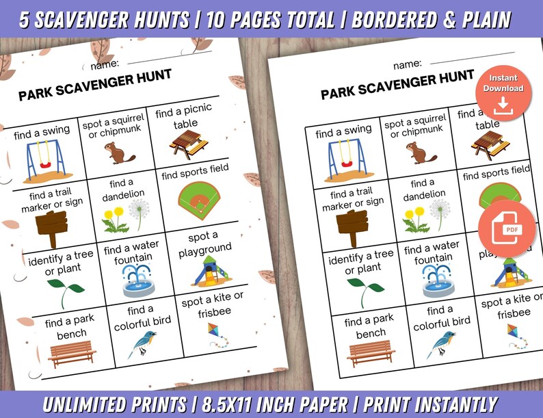 Outdoor Scavenger Hunt for Kids Outdoor Games for Families Backyard ...